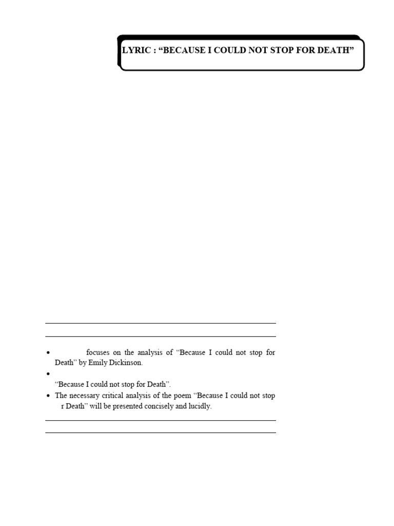 Analysis of Dickinson's "Because I Could Not Stop for Death" | PDF ...