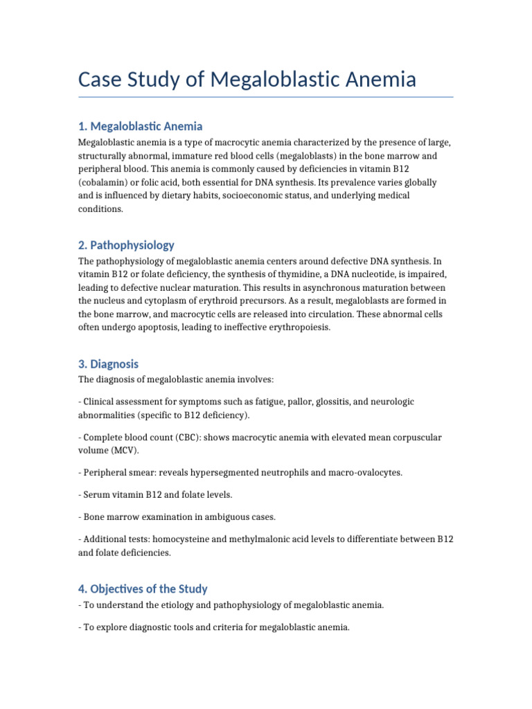 Megaloblastic Anemia Case Study | PDF | Anemia | Vitamin B12