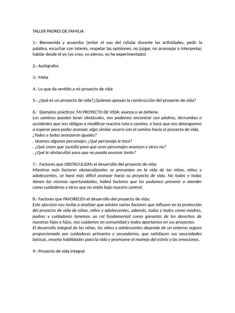 Taller Padres De Familia Pdf