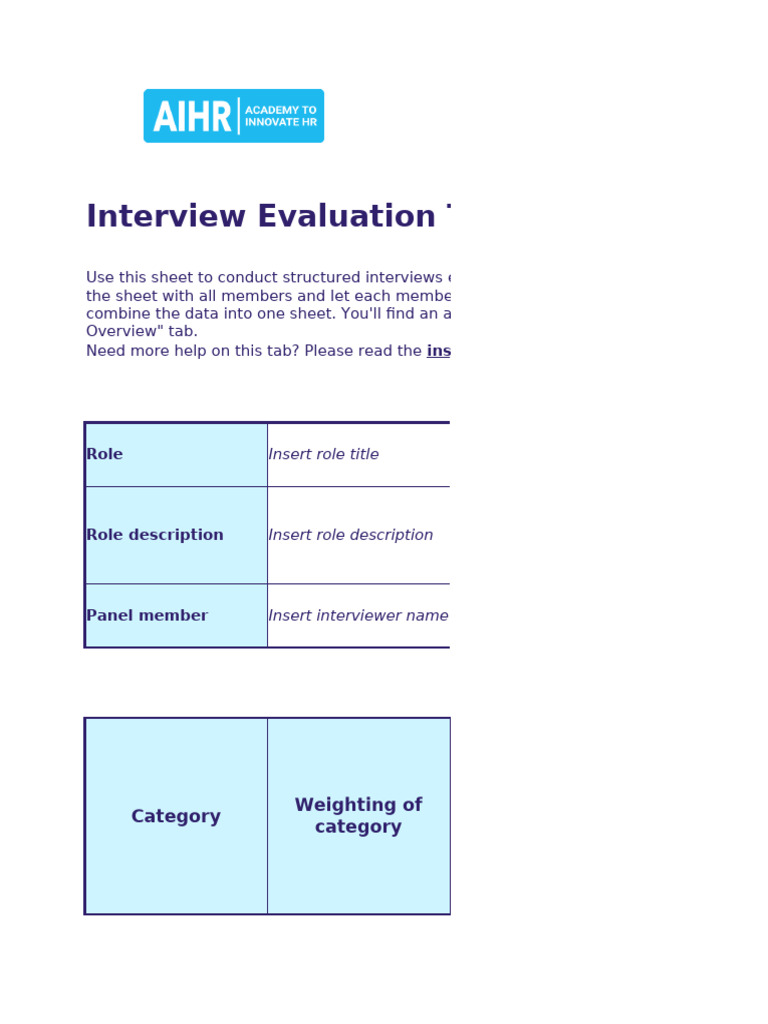 Structured Interview Evaluation Template | PDF