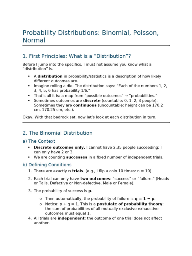 Binomial, Normal, Poisson Explained | PDF | Probability Distribution | Poisson Distribution