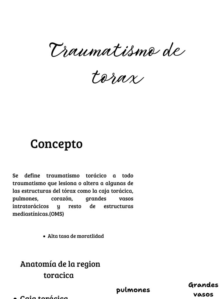 Traumatismo Torácico: Tipos y Manejo | PDF | Tórax | Enfermedades y ...
