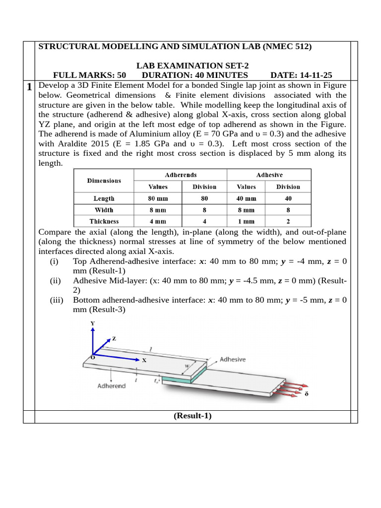 3D Finite Element Modelling Lab Exam | PDF