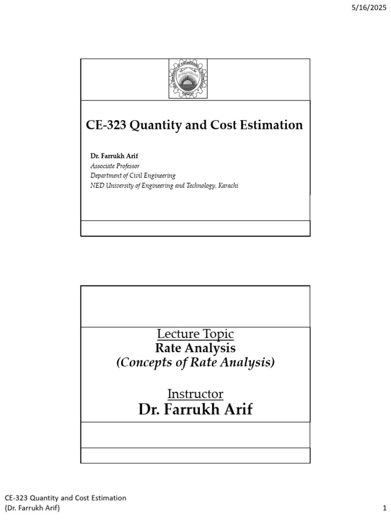 Rate Analysis in Construction Estimation | PDF | Concrete | Cost