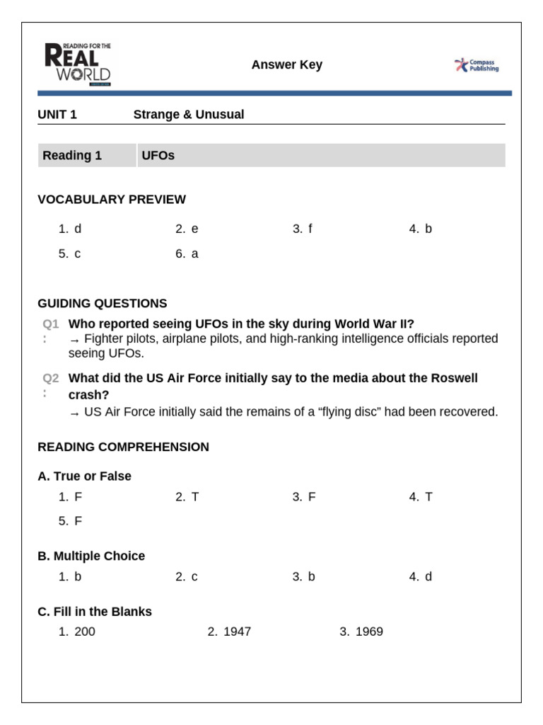 Reading for the Real World 4th Edition_2_Answer Key | PDF | Analgesic ...