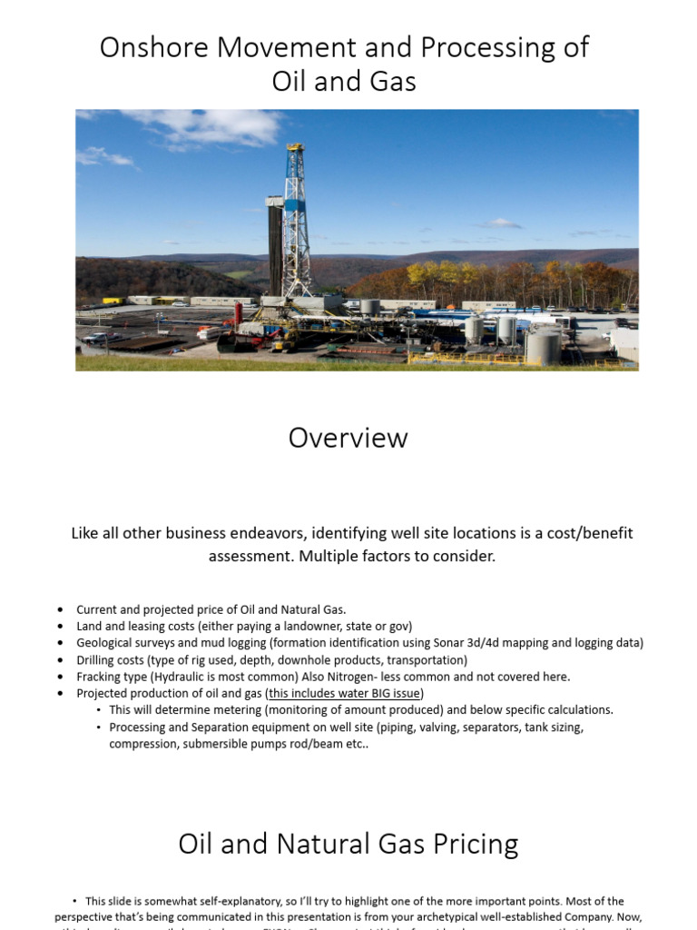 Onshore Movement and Processing of Oil and Gas | PDF | Natural Gas ...