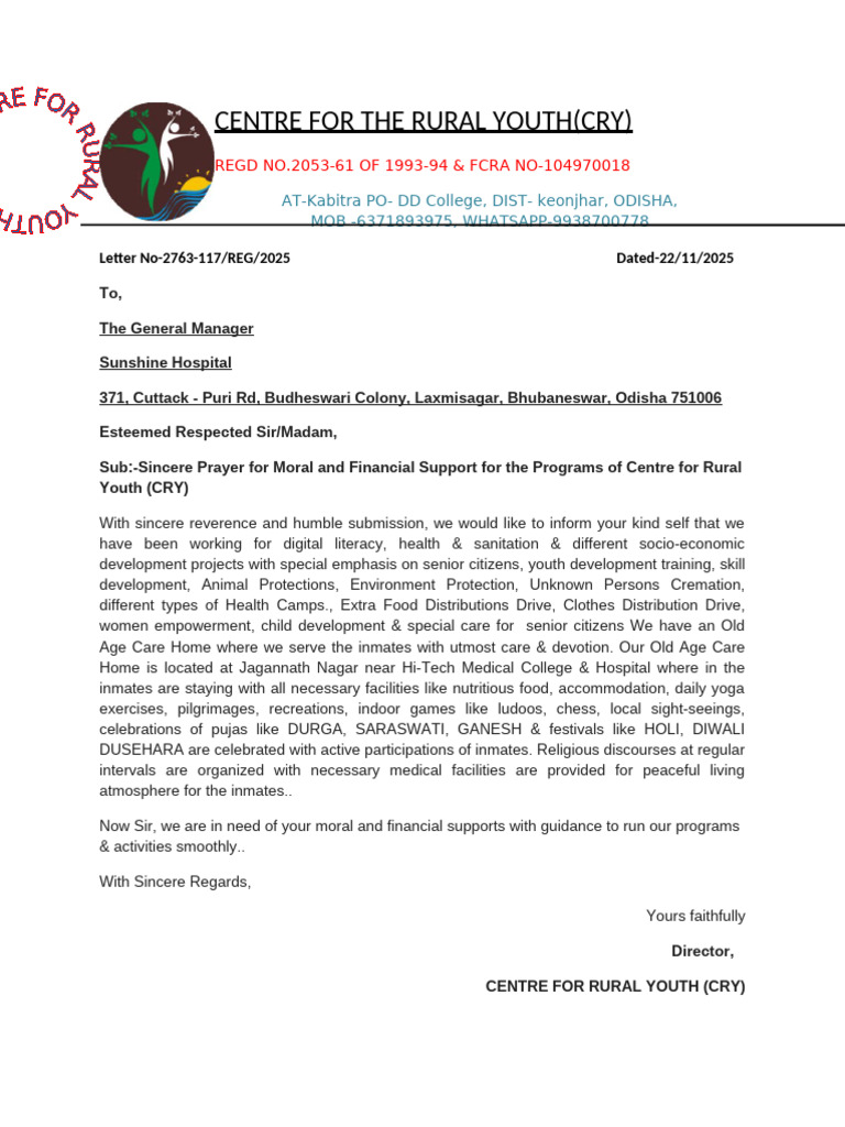 1-Cry Letter Pad For Donation | PDF