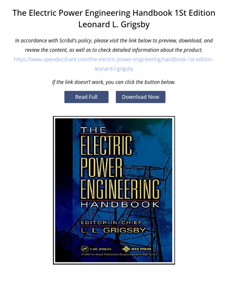 The Electric Power Engineering Handbook 1st Edition Leonard L. Grigsby ...