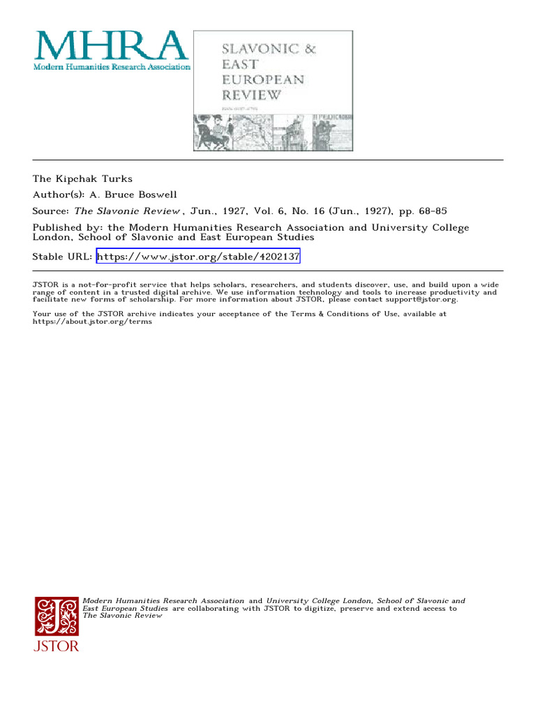 Boswell KipchakTurks 1927 | PDF