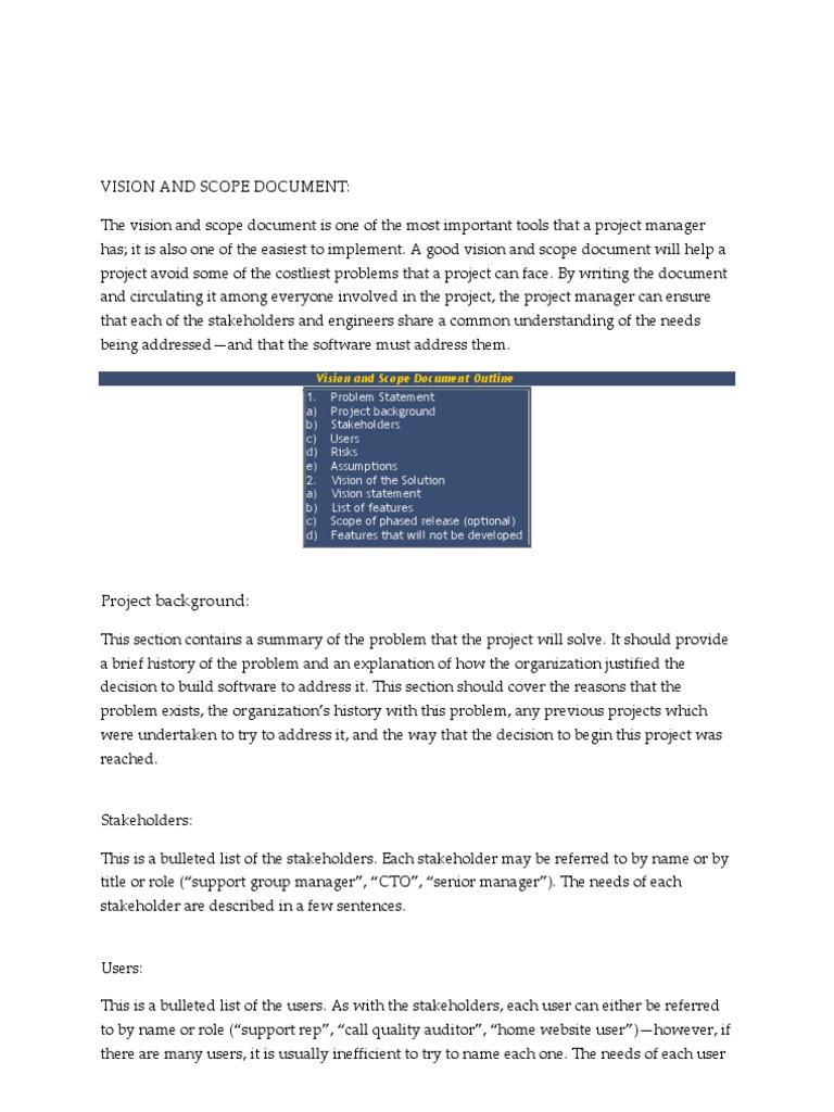 Vision and Scope Document | PDF | Business | Computing