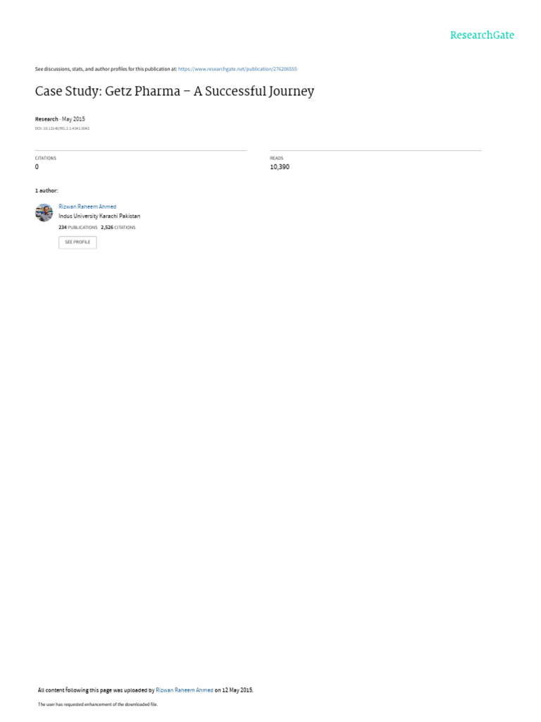 Getz Pharma: A Success Case Study | PDF | Tablet (Pharmacy ...