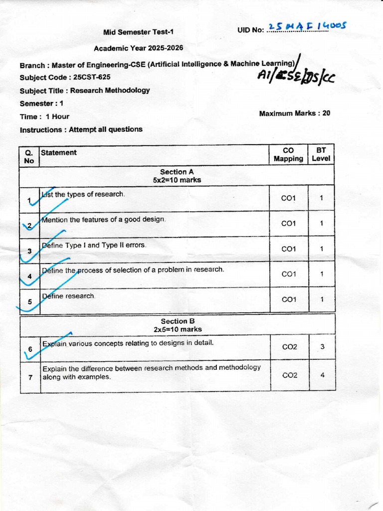 MST 1 Question Papers | PDF