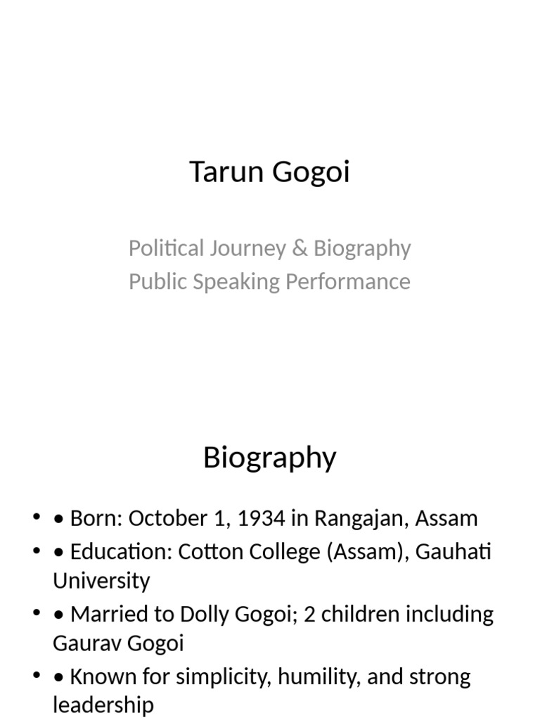 Tarun Gogoi Politics Biography | PDF