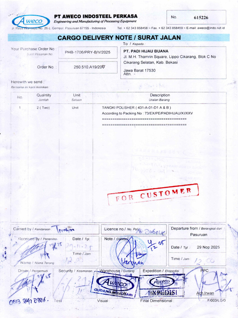 SJ-DO Material Tangki Polisher, Softener, & Resin Trap PT. Padi Hijau ...
