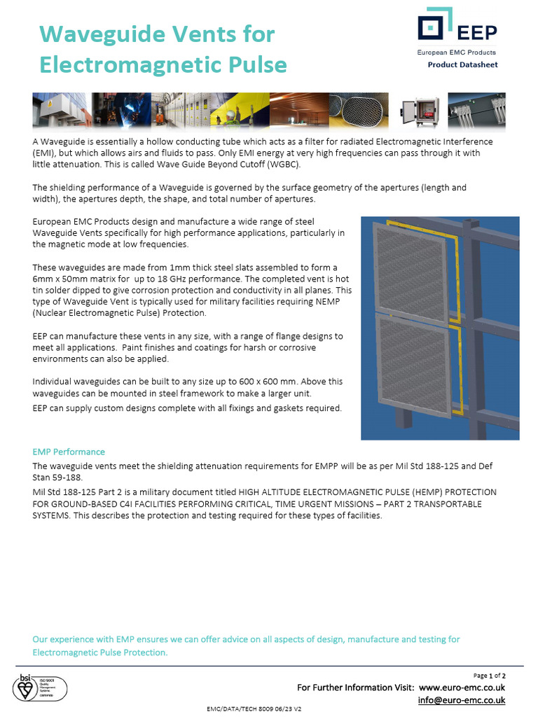 Waveguide Vents For Electromagnetic Pulse Protection Emcdatatech 8009 ...