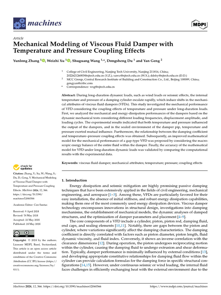 Mechanical Modeling of Viscous Fluid Damper With T | PDF | Viscosity ...