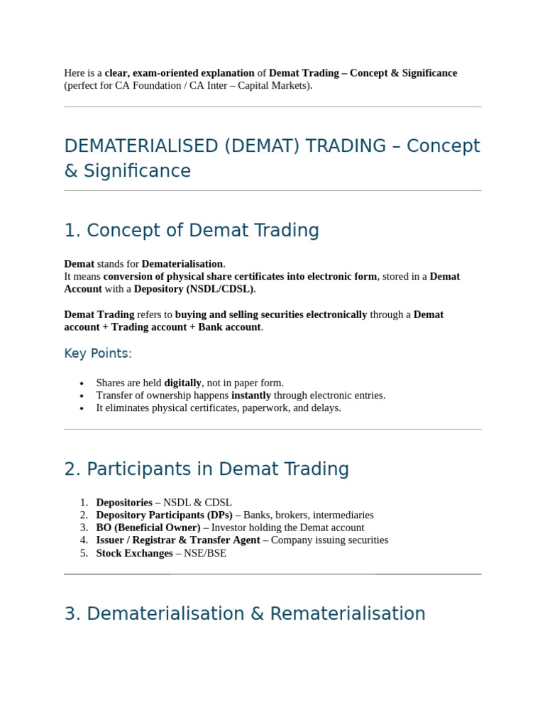 Stock Market Unit 3 | PDF | Securities (Finance) | Finance & Money ...