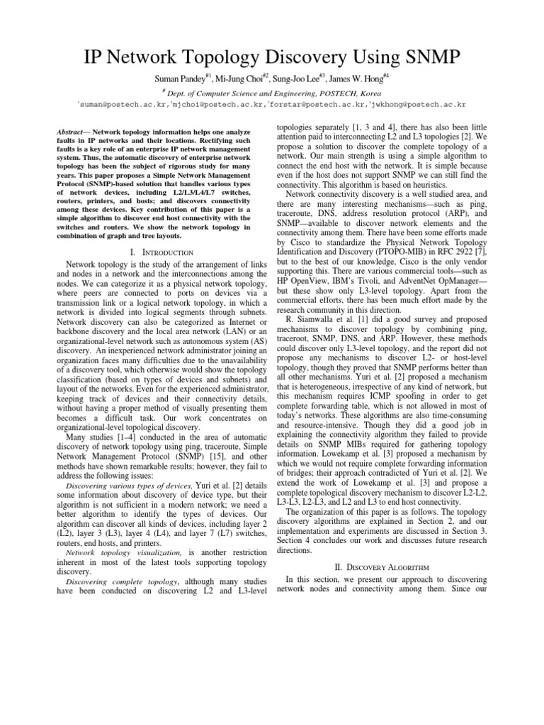 Discovering Complete Network Topology Using SNMP: A Recursive Algorithm to Map Connectivity ...