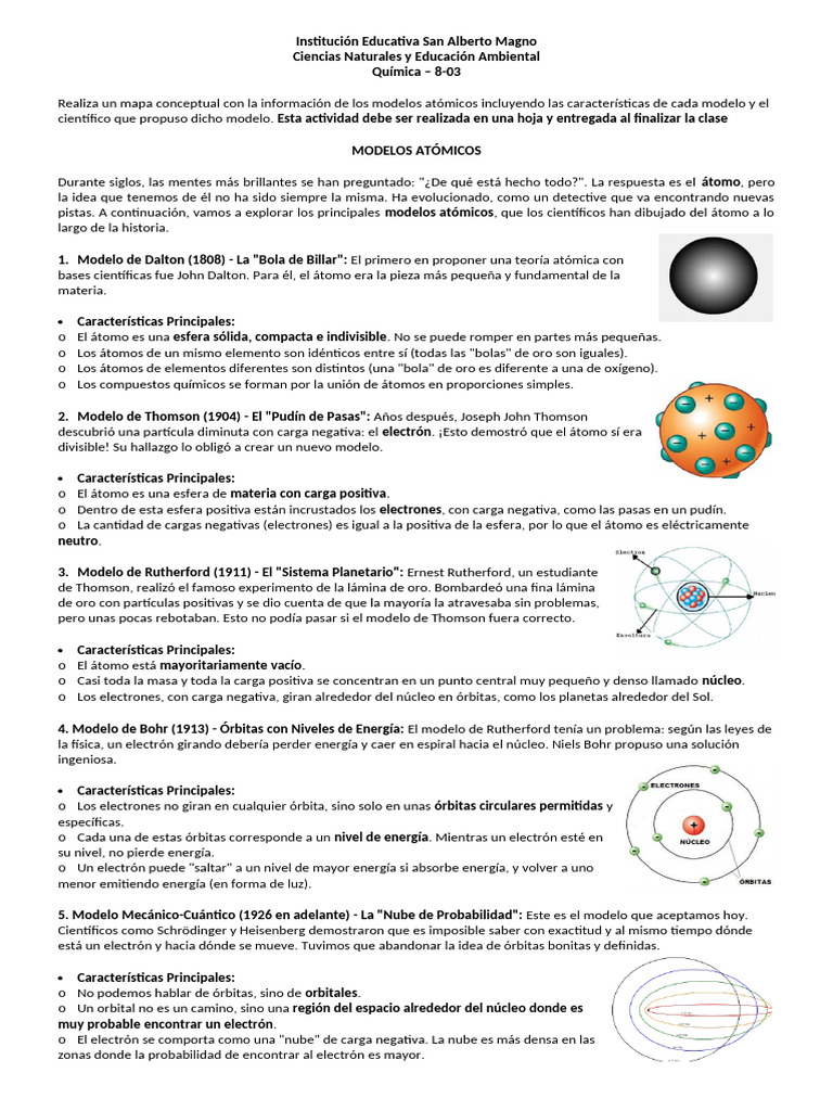 Modelos Atomicos 8-03 | PDF | Núcleo atómico | Electrón
