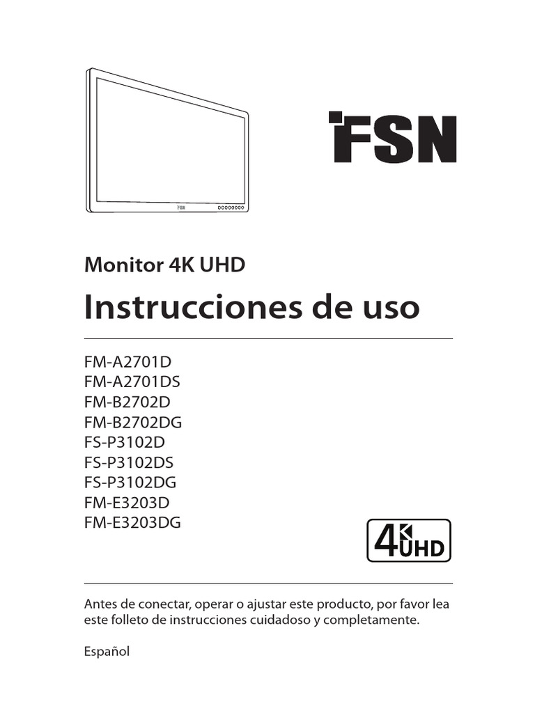 FSN Monitor Medico 4K IFU ES | PDF | Radio | Enchufes y tomas de corriente alterna