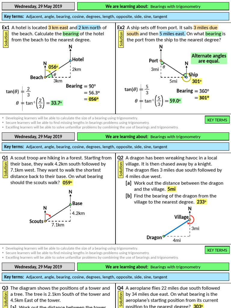 2.10 Bearings and Trig | PDF | Trigonometry | Trigonometric Functions