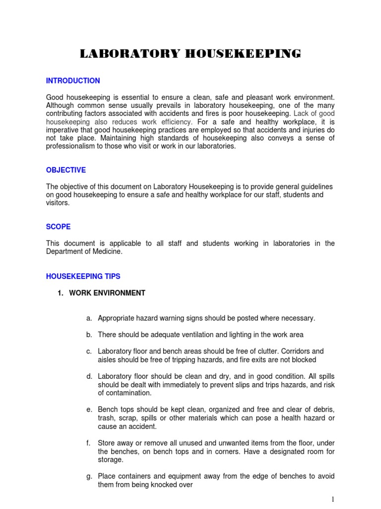 Laboratory Housekeeping 2009 | PDF | Housekeeping | Laboratories