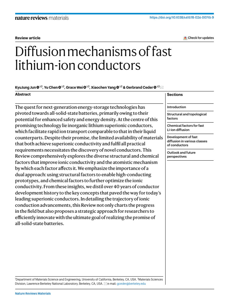Fast Lithium-Ion Conductors Review | PDF | Salt (Chemistry) | Ion