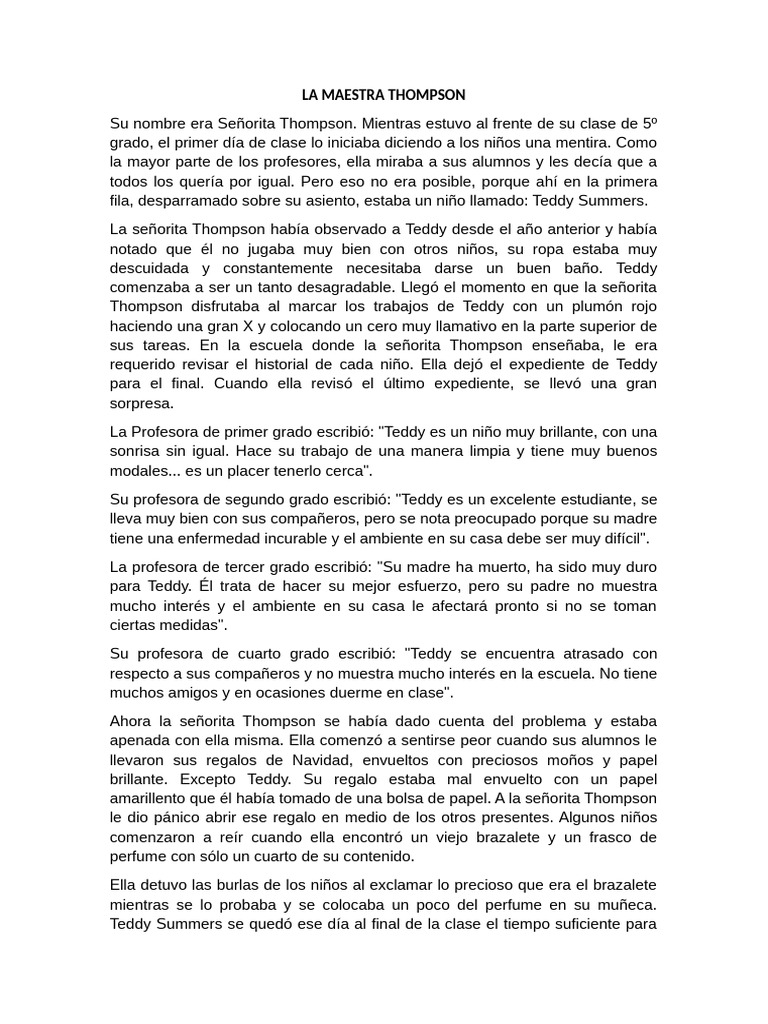 La Transformación de Teddy Summers | PDF