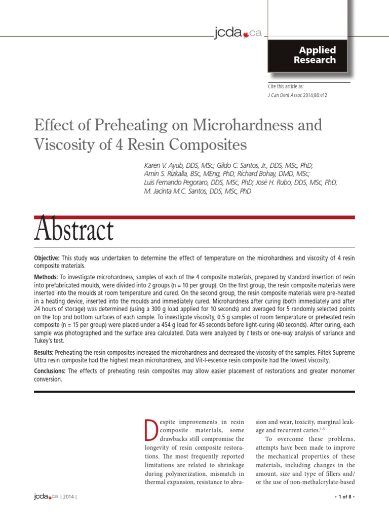 4-Effect of Preheating On Microhardness and | PDF | Dental Composite ...