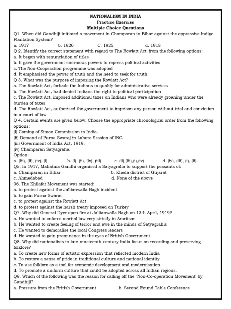 Nationalism in India Assignment | PDF | Mahatma Gandhi | Indian ...