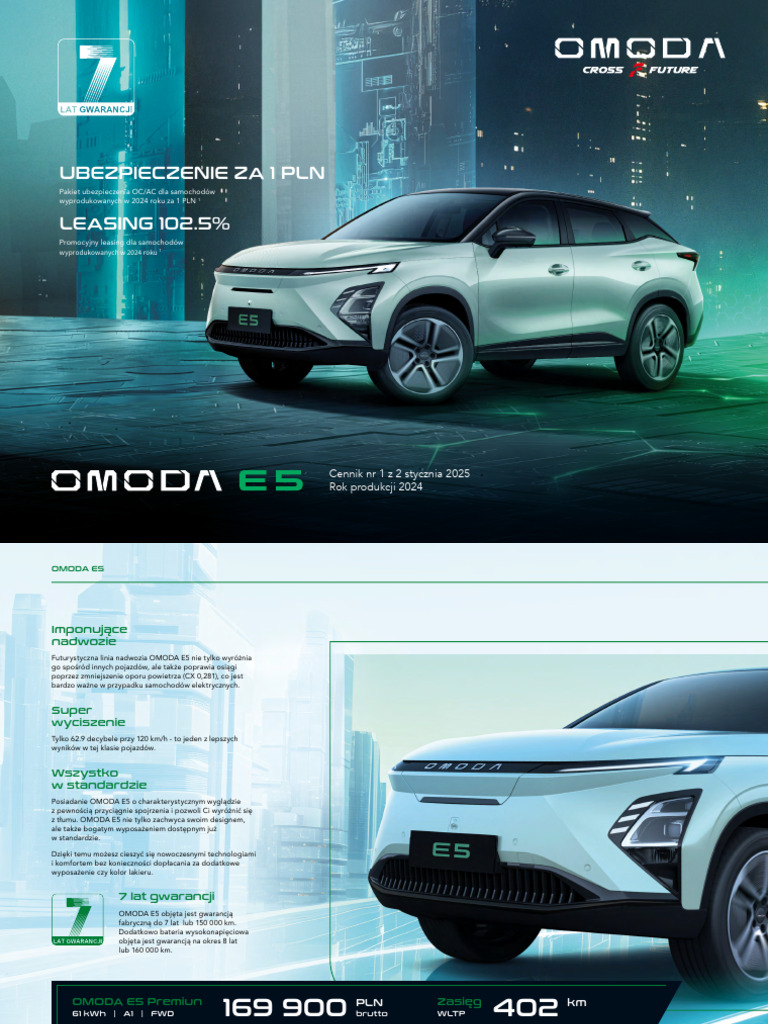 Omoda E5 - Cennik Nr 1 z 2 Stycznia 2025_rok Prod 2024_www | PDF