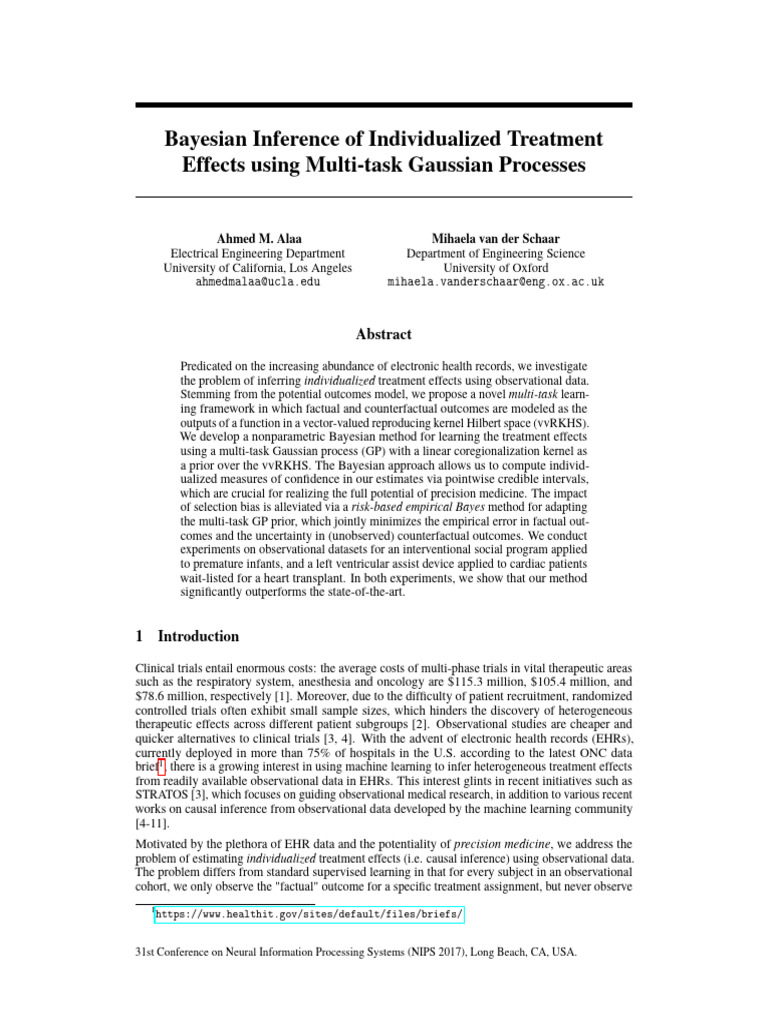 Bayesian Inference of Individualized Treatment Effects Using Multi-task ...
