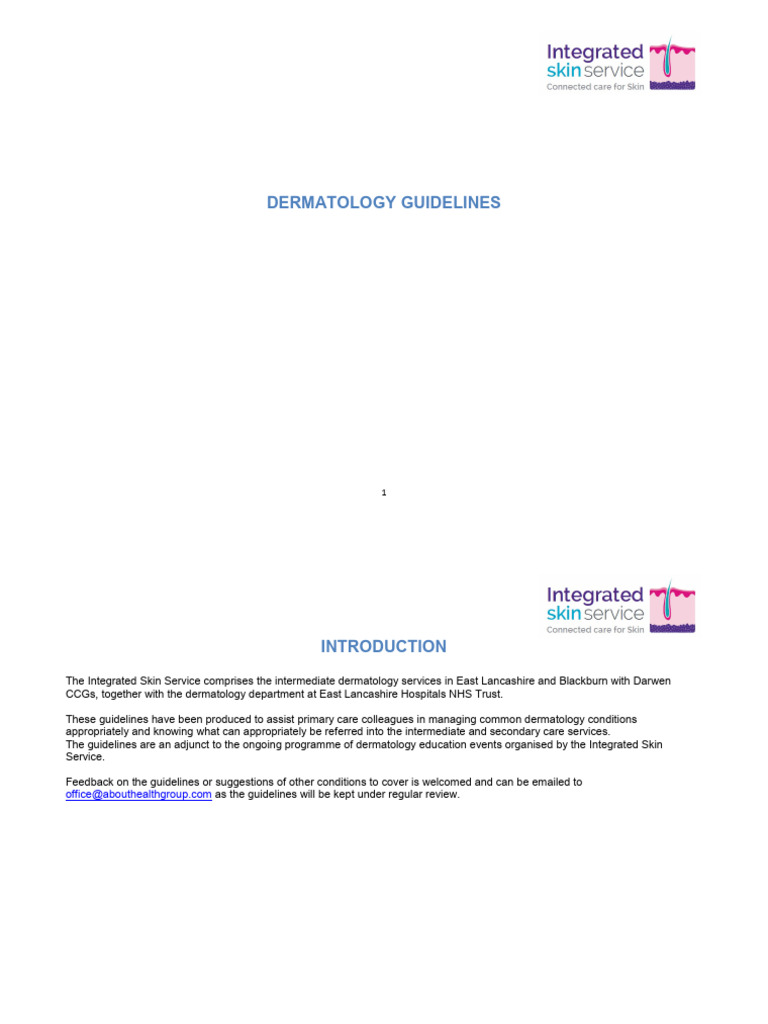 Dermatology Guidelines Booklet | PDF | Dermatitis | Corticosteroid