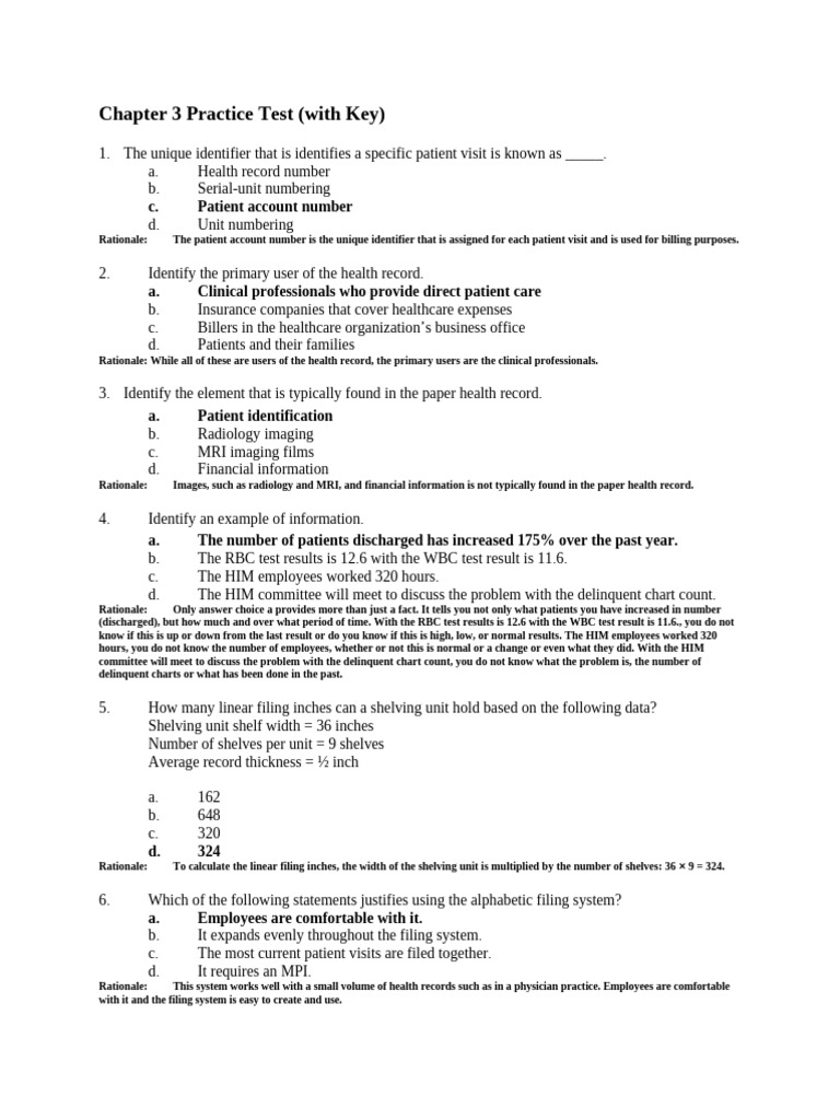 Chapter 3 Health Record Practice Test | PDF | Electronic Health Record ...