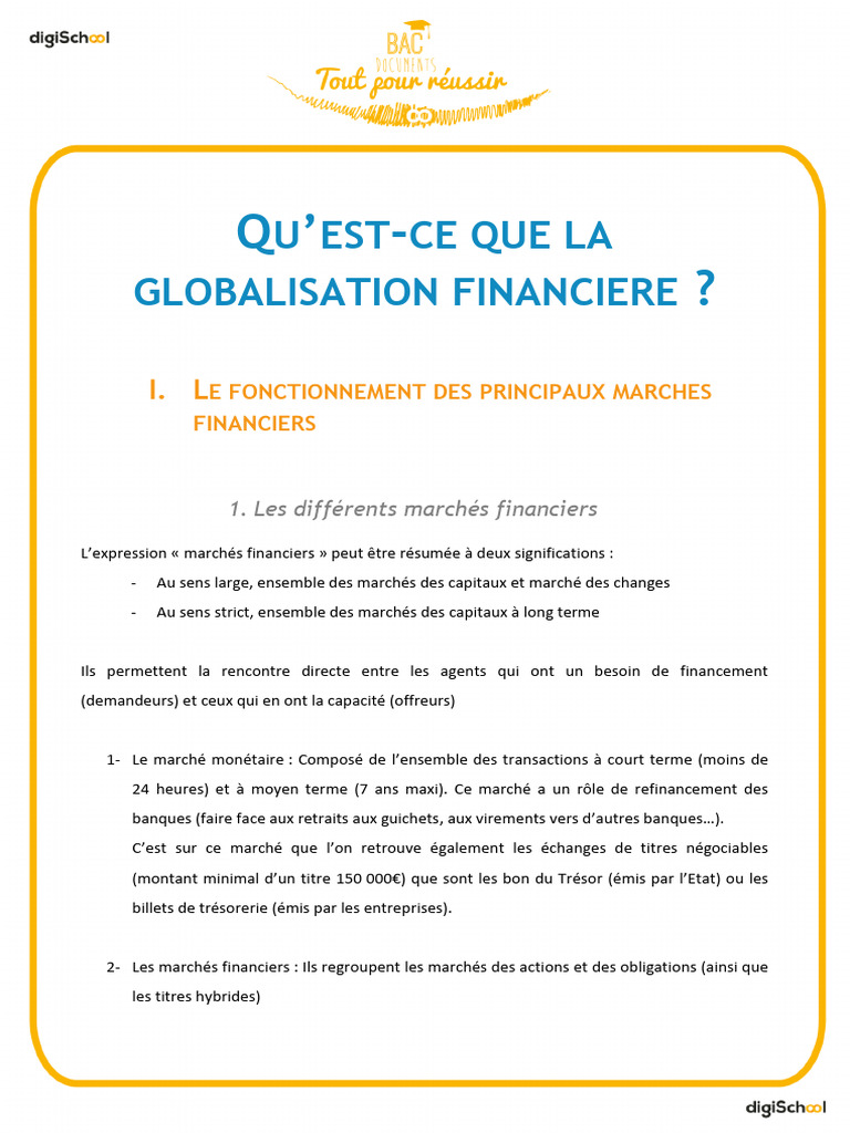 Comprendre la Globalisation Financière | PDF | Obligation (Finance ...
