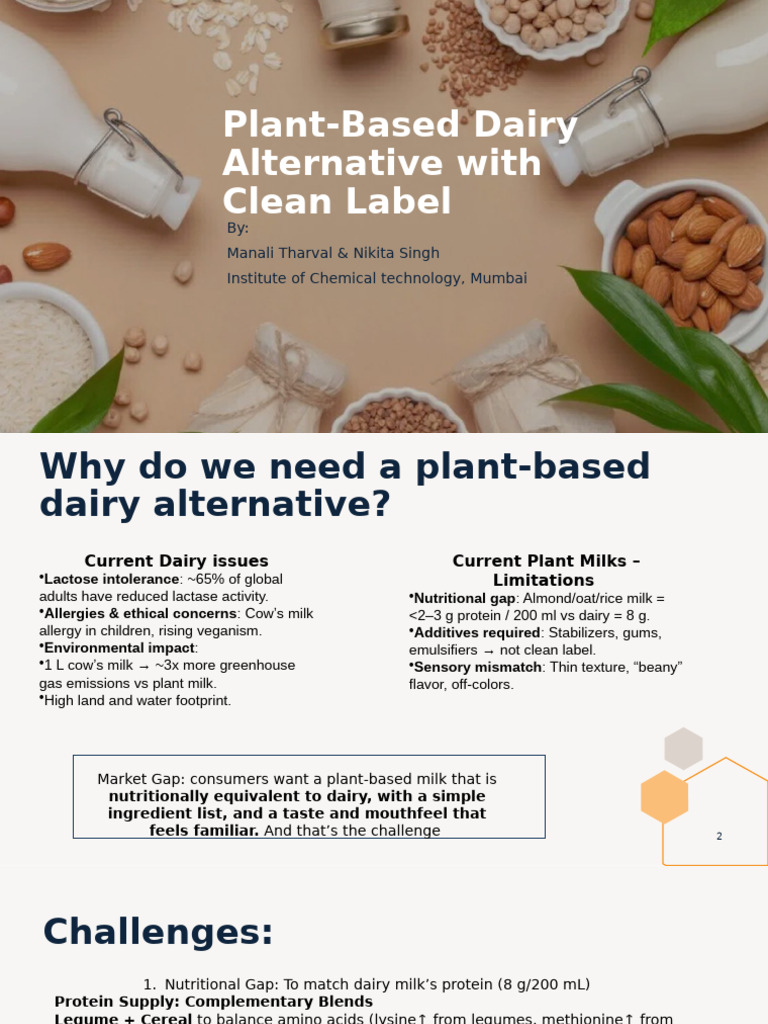 Plant-Based Dairy Alternative With Clean Label | PDF | Drink | Body Fluids