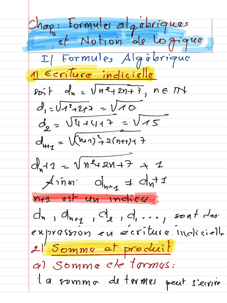 1S1 Formules Algebriques Et Logique | PDF