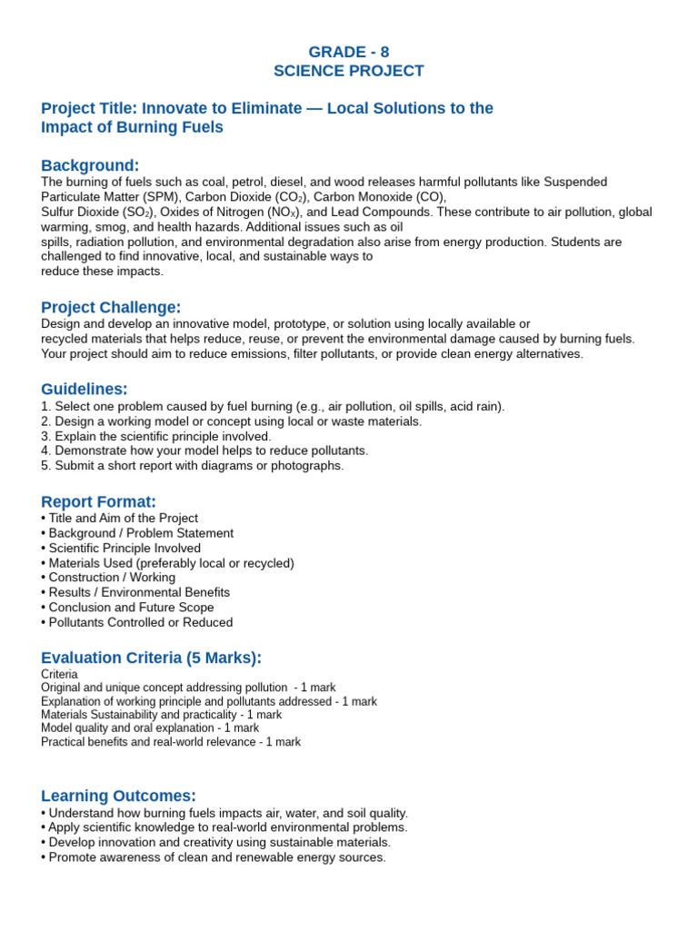 Resource 20251022135956 Grade 8 Science Project Guidelines | PDF | Air ...