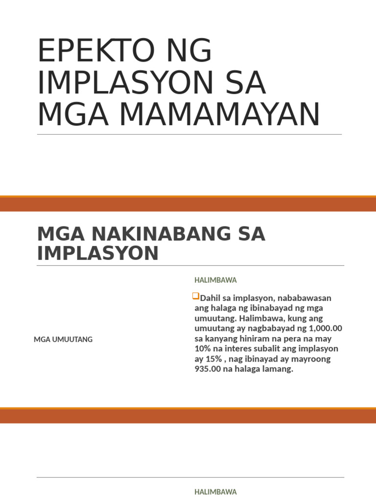 Epekto Ng Implasyon Sa Mga Mamamayan Day 4 | PDF