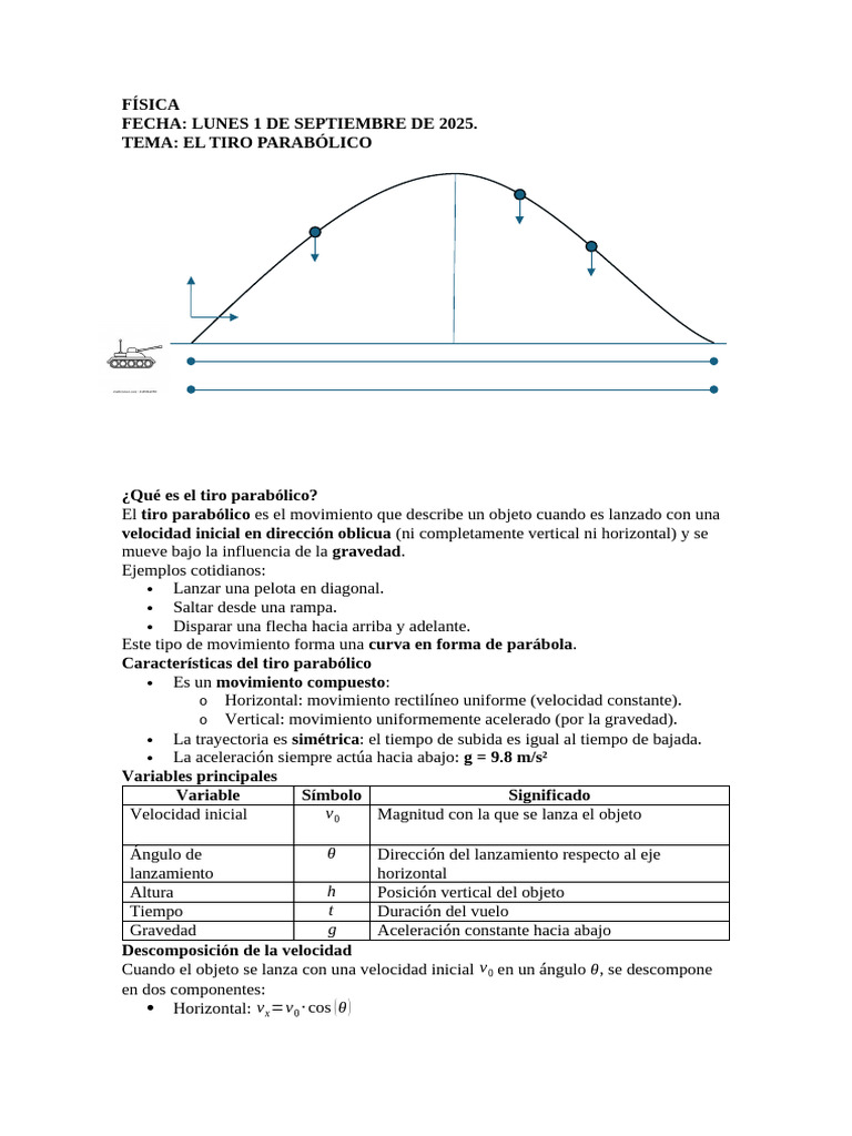Tiro parabolico | PDF | Velocidad | Mecánica