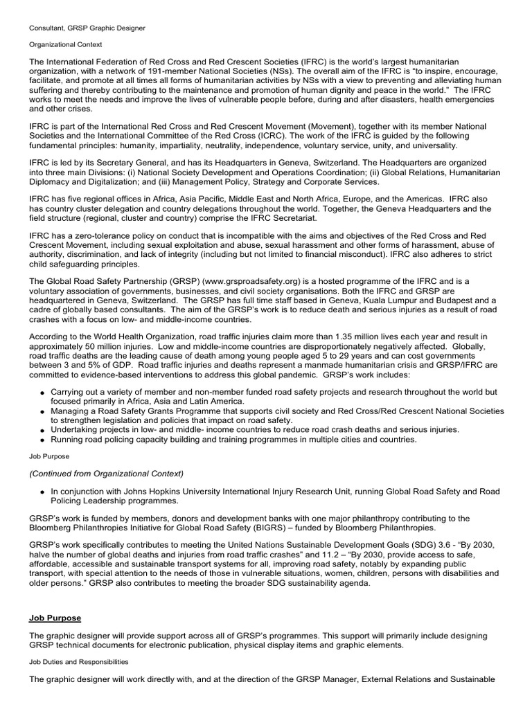 Consultant_ GRSP Graphic Designer | PDF | International Federation Of ...