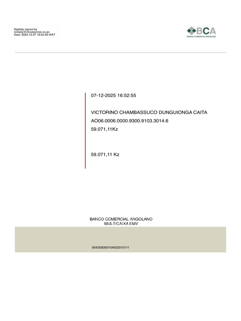 Comprovativo de Transferência Bancária | PDF