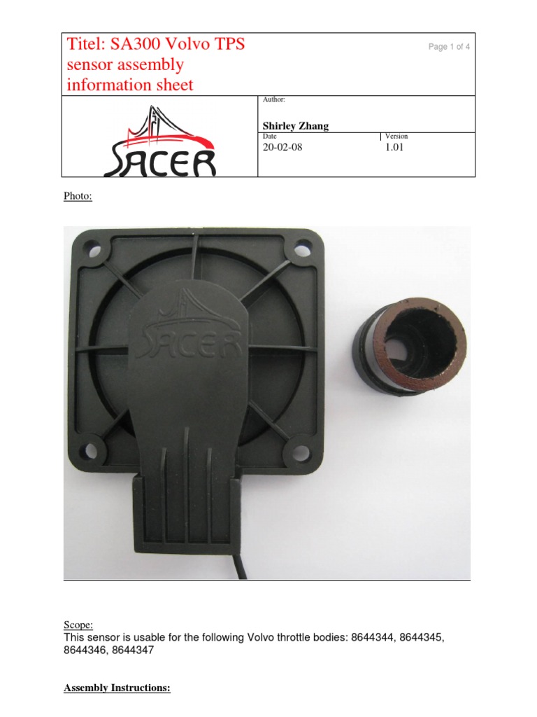 SA300 Customer Assembly Information Sheet | PDF | Technology & Engineering