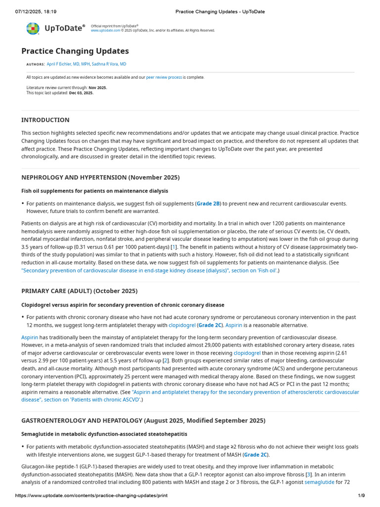 Practice Changing Medical Updates 2025 | PDF