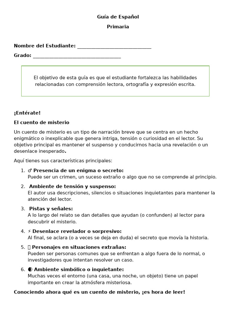 Guía de Español Primaria | PDF | Volcán | Sustantivo