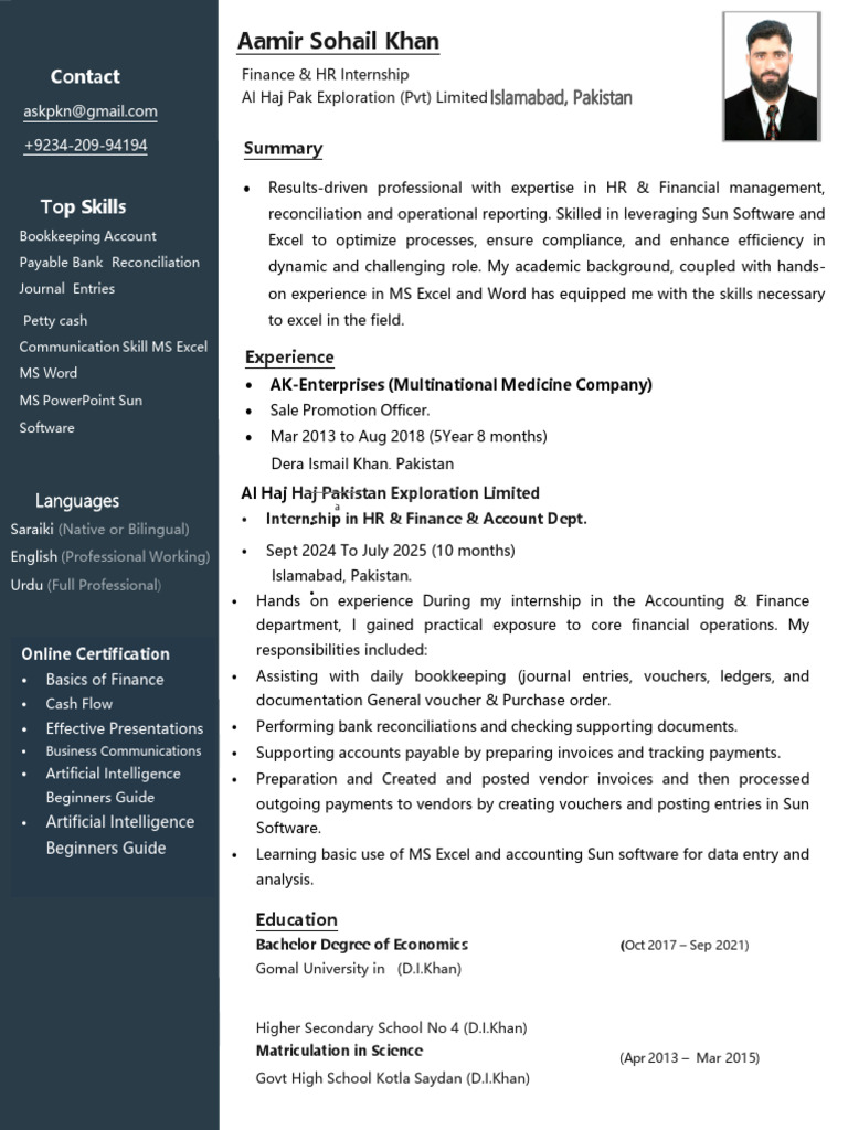HR & Finance Internship Experience Summary | PDF | Bookkeeping