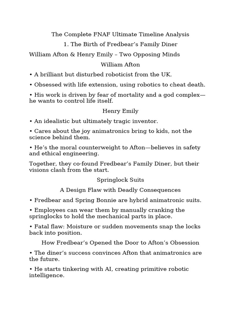The Complete FNAF Ultimate Timeline Analysis | PDF