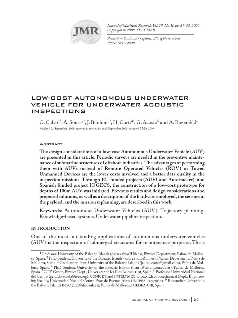 2009 Low-cost Autonomous Underwater Vehicle for Underwater Acoustic ...