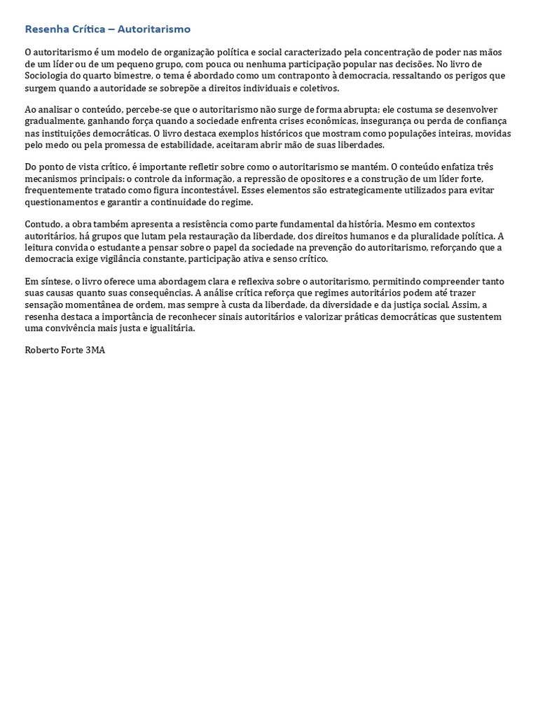 Resenha Autoritarismo.docx 20251114 073017 0000 | PDF