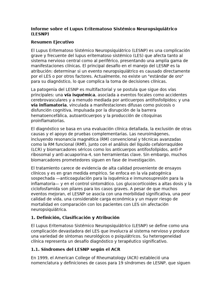Fisiopatologia y Criterios Diagnosticos Neurolupus | PDF | Síndrome ...